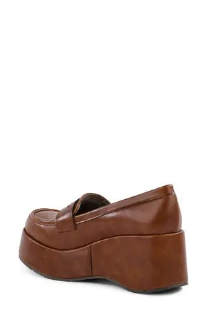 Bc Footwear Ambitious Faux Leather Platform Wedge Loafer - Tan