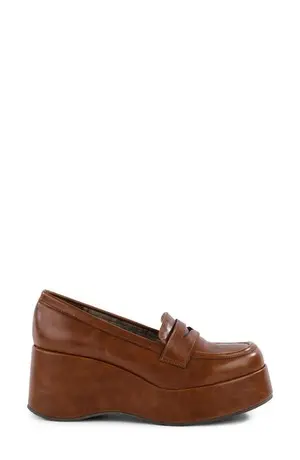 Bc Footwear Ambitious Faux Leather Platform Wedge Loafer - Tan