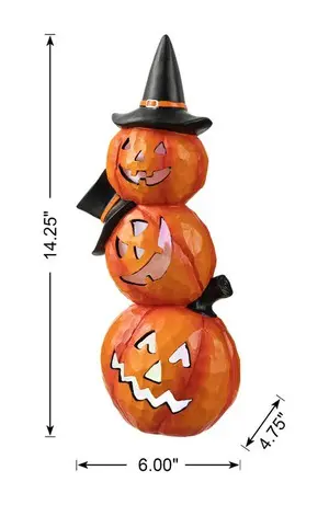 GLITZHOME Halloween Lighted Stacked Resin Pumpkin Table Decor
