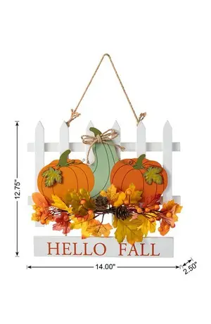 GLITZHOME Fall Wooden Patch With Floral Door Hanger