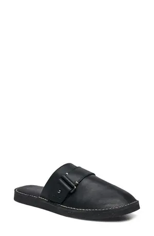 Sanuk Crafted Leather Flat Mule With Metallic Stud Detail - Black Leather