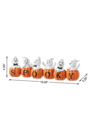 GLITZHOME Halloween Polyresin Spooky Ghost Pumpkin Table Decor