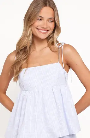 PETAL & PUP Zephyra Check Seersucker Babydoll Top