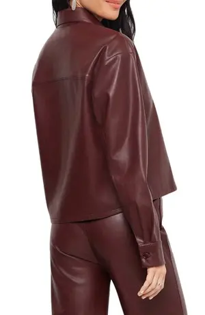 Karen Kane Faux Leather Buttoned Shirt Jacket