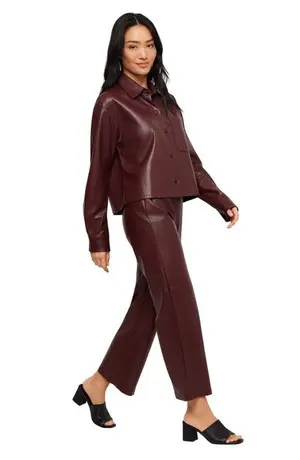 Karen Kane Faux Leather Buttoned Shirt Jacket