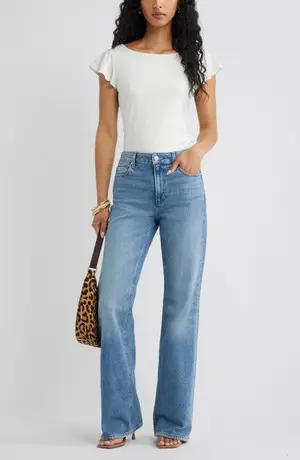 OPEN EDIT Flutter Sleeve Top - Ivory