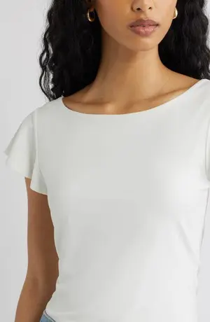 OPEN EDIT Flutter Sleeve Top - Ivory