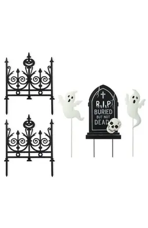 GLITZHOME Set Of 5 Halloween Metalgraveyard Set Yard Stakes