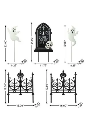 GLITZHOME Set Of 5 Halloween Metalgraveyard Set Yard Stakes