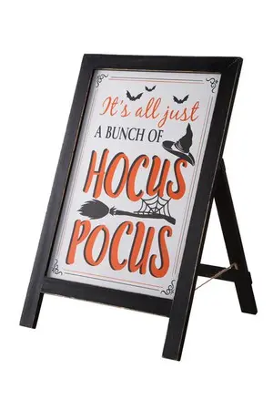 GLITZHOME Halloween Wooden Standing Easel Sign Decor Or Hanging Decor - Black