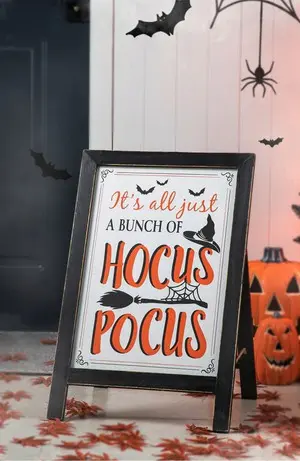 GLITZHOME Halloween Wooden Standing Easel Sign Decor Or Hanging Decor