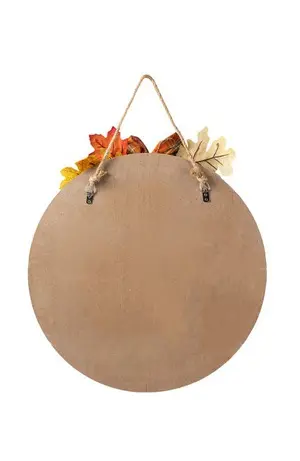 GLITZHOME Fall Wooden Round Word Sign Door Hanger
