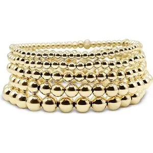 BOWOOD LANE Luxe Beaded Bracelet Stack In 14k Filled - Gold