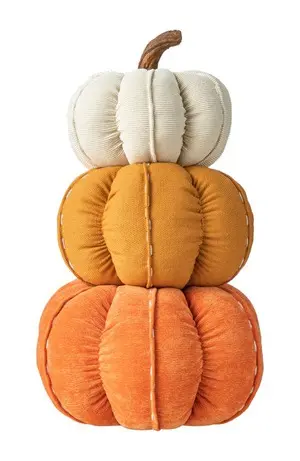 GLITZHOME 13"h Fall Stacked Fabric Pumpkin