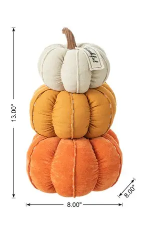 GLITZHOME 13"h Fall Stacked Fabric Pumpkin