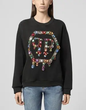 Philipp Plein Open Back Sweatshirt With Hexagon Stone Embellishment