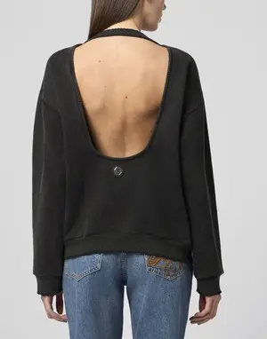Philipp Plein Open Back Sweatshirt With Hexagon Stone Embellishment