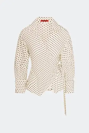 SIMONMILLER Anya Crepe Polka Dot Wrap Top - Macadamia/black Polka Dot