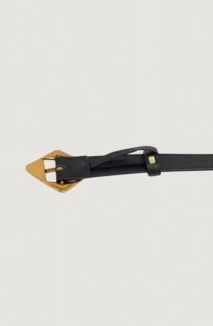 MODENAIRE Leather Belt With Geometric Buckle