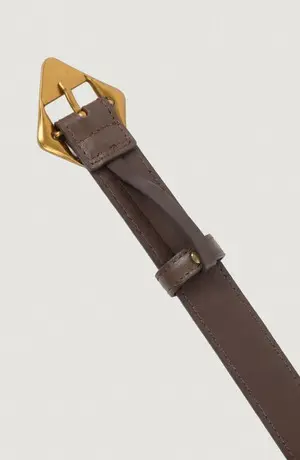 MODENAIRE Leather Belt With Geometric Buckle - Brown