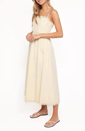 PETAL & PUP Kiana Midi Dress With Lace Accents