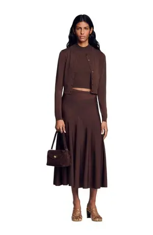 Sandro Sheer Knit Cropped Cardigan