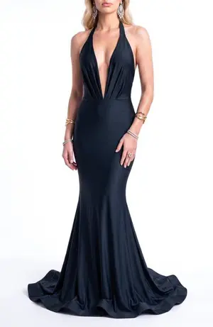 Plunge Neck Open Back Dresses