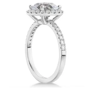 ALLUREZ Halo Salt & Pepper Diamond Engagement Ring In 14k White Gold