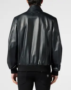 Philipp Plein Nappa Leather Bomber Palms