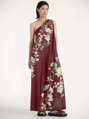 La DoubleJ Woodland Placée Silk Roy Dress - Burgundy