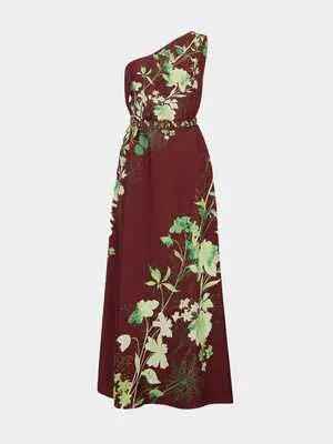 La DoubleJ Woodland Placée Silk Maxi Dress - Burgundy