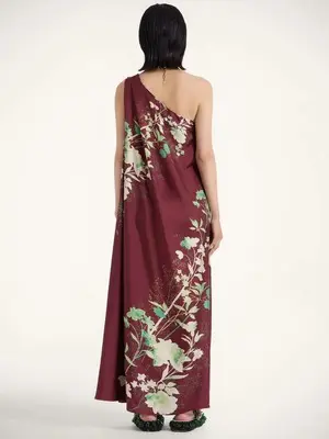 La DoubleJ Woodland Placée Silk Maxi Dress - Burgundy