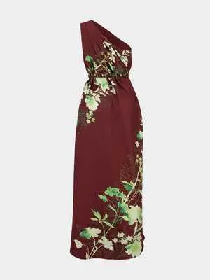 La DoubleJ Woodland Placée Silk Maxi Dress - Burgundy
