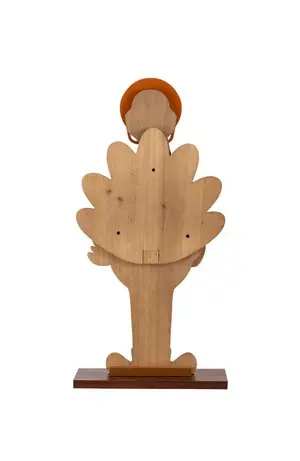GLITZHOM 29.5"h Thanksgiving Wooden Football Turkey Porch Decor