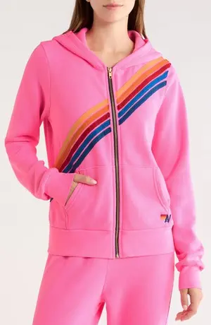Aviator Nation Disco Zip Hoodie - Neon Pink
