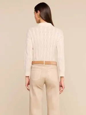 L'Agence Airy Cable Knit Sweater With Heart Buttons