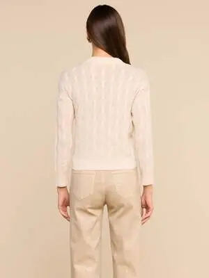 L'Agence Airy Cable Knit Sweater With Heart Buttons