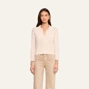 L'AGENCE L'AGENCE Airy Cable Knit Sweater With Heart Buttons
