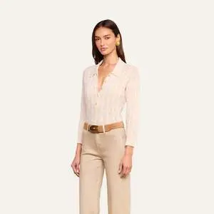 L'Agence Airy Cable Knit Sweater With Heart Buttons