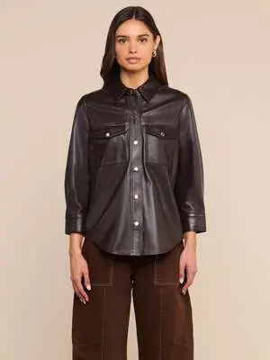L'Agence Avina Leather Shirt