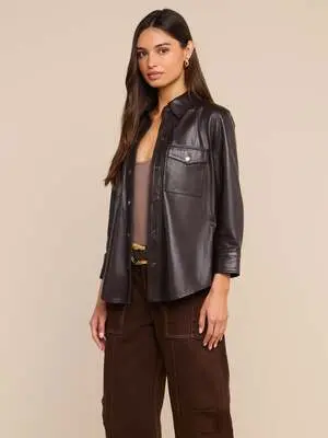 L'Agence Avina Leather Shirt