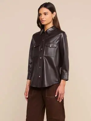 L'Agence Avina Leather Shirt