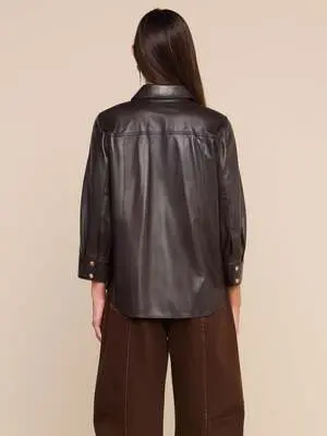 L'Agence Avina Leather Shirt