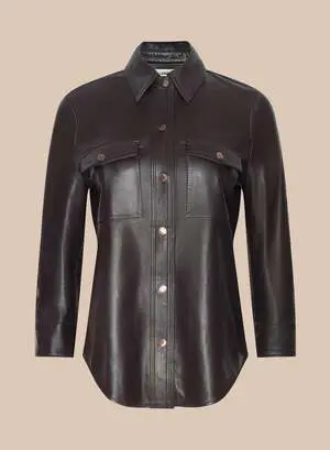 L'Agence Avina Leather Shirt
