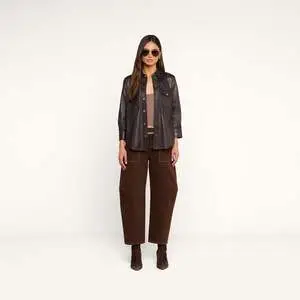 L'Agence Avina Leather Shirt - Coffee Bean