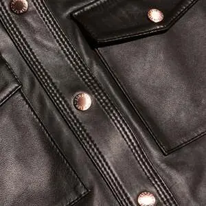 L'Agence Avina Leather Shirt - Coffee Bean