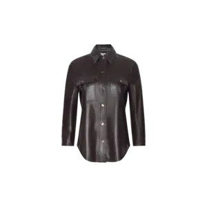L'Agence Avina Leather Shirt - Coffee Bean