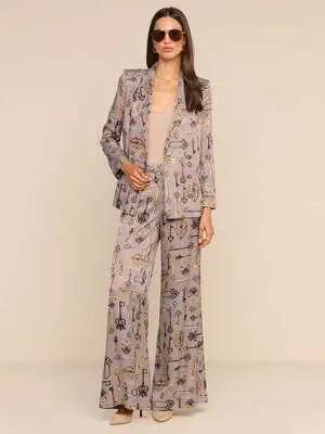 L'Agence Aven Wrap Blazer With Antique Key Print