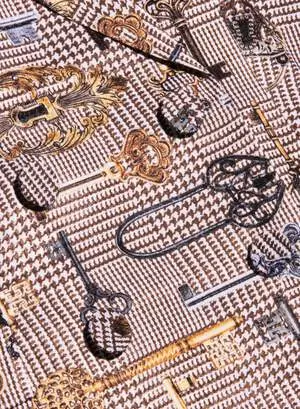 L'Agence Aven Wrap Blazer With Antique Key Print