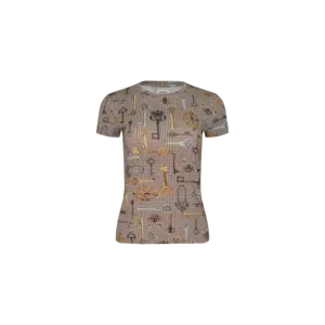 L'Agence Ressi Fitted T-shirt In Houndstooth Key Print - Brown Multi Houndstooth Key
